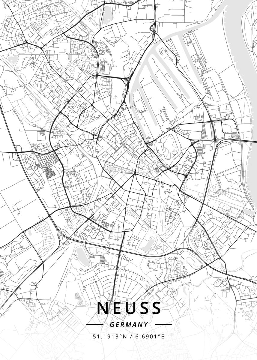 'Neuss Germany' Poster, picture, metal print, paint by Designer Map Art ...