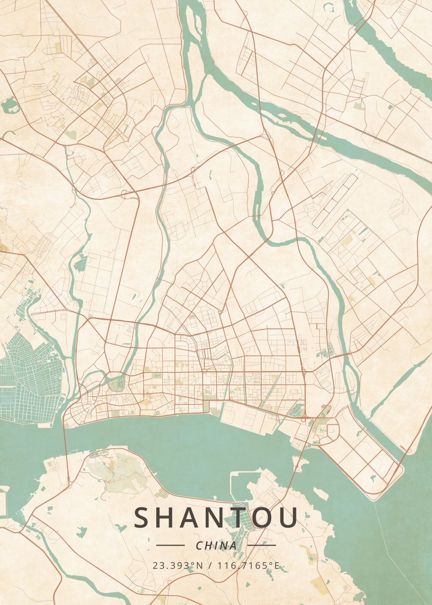 'Shantou China' Poster by Designer Map Art | Displate