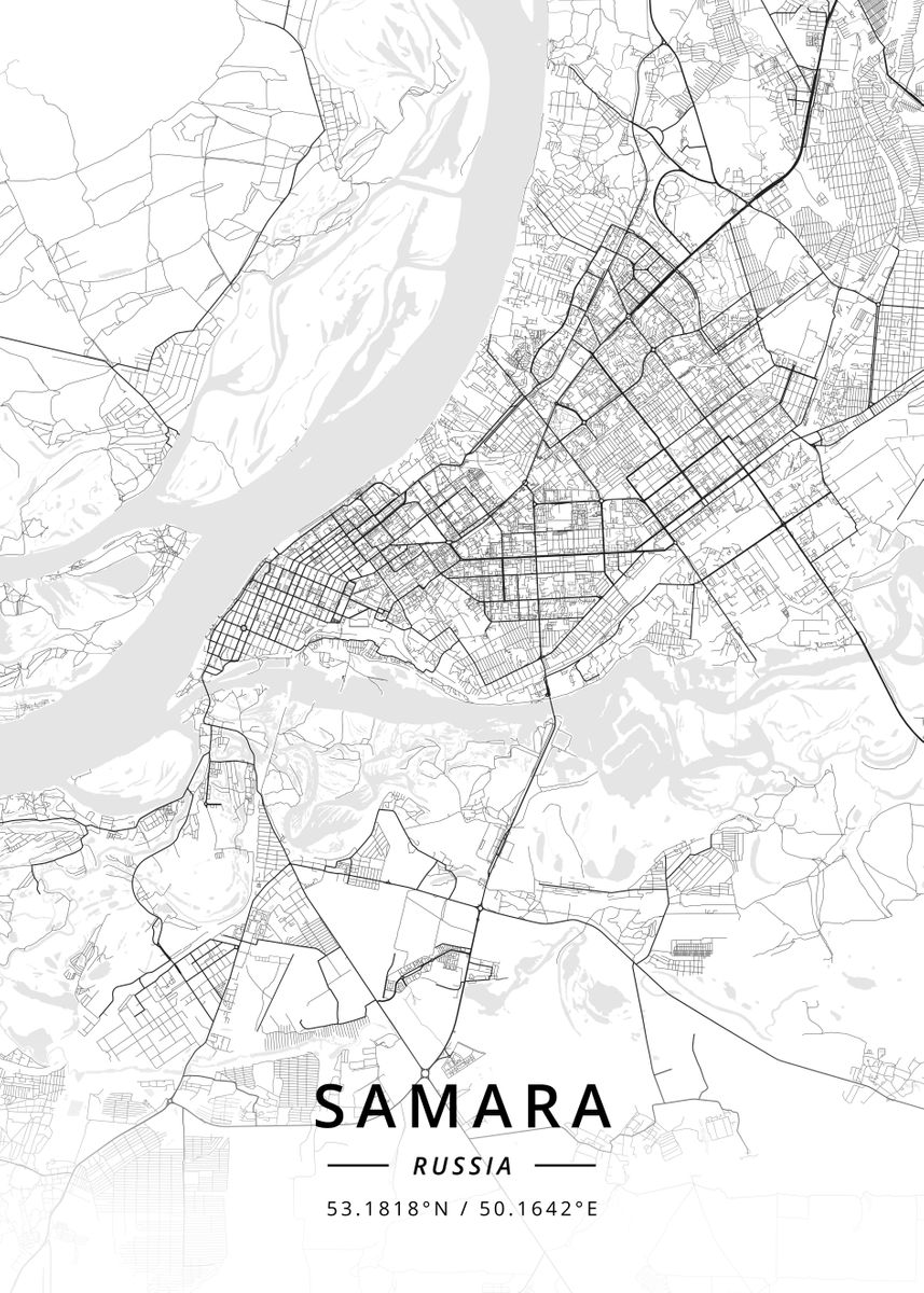 'Samara Russia' Poster, picture, metal print, paint by Designer Map Art ...