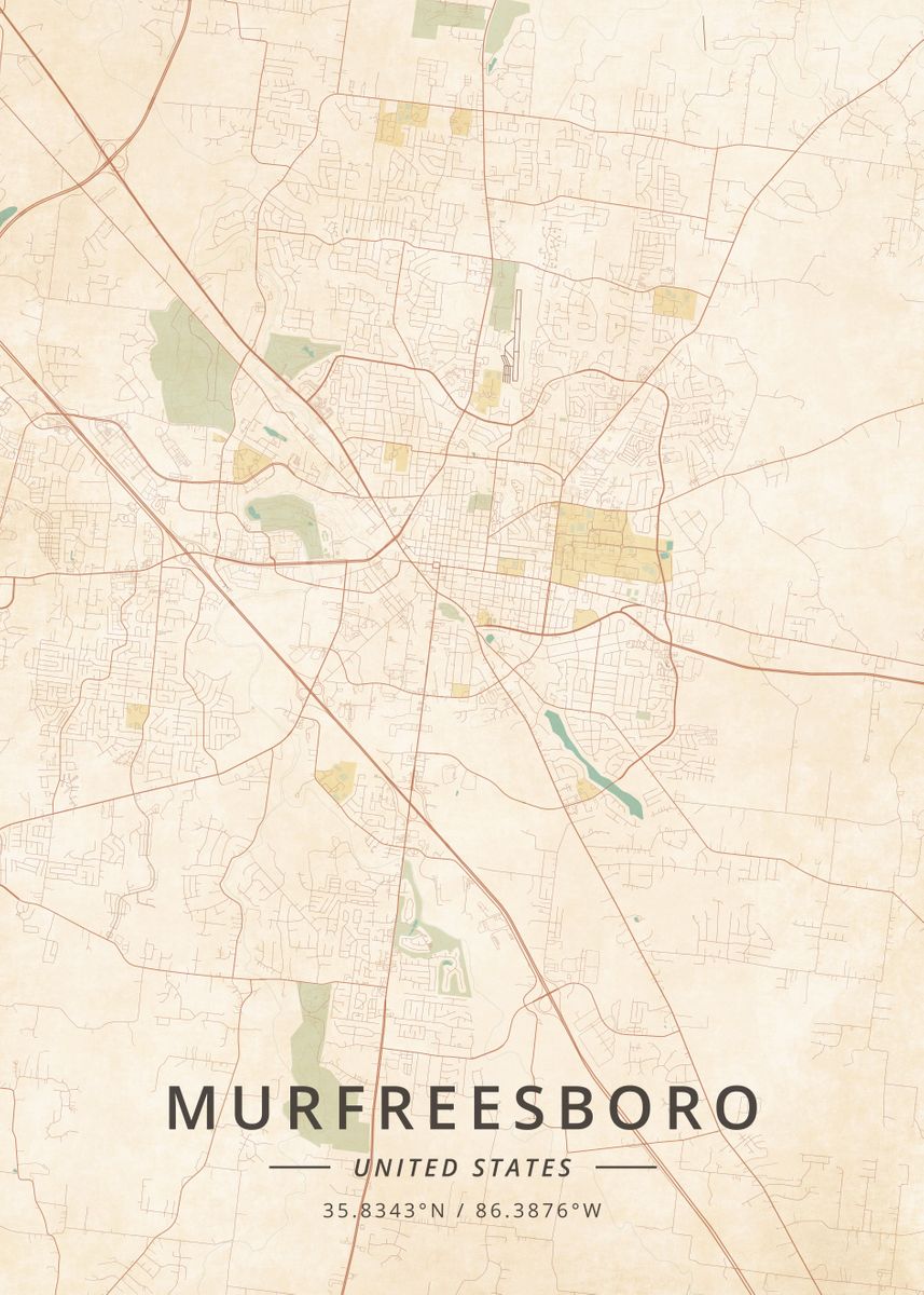 'Murfreesboro US' Poster by Designer Map Art | Displate