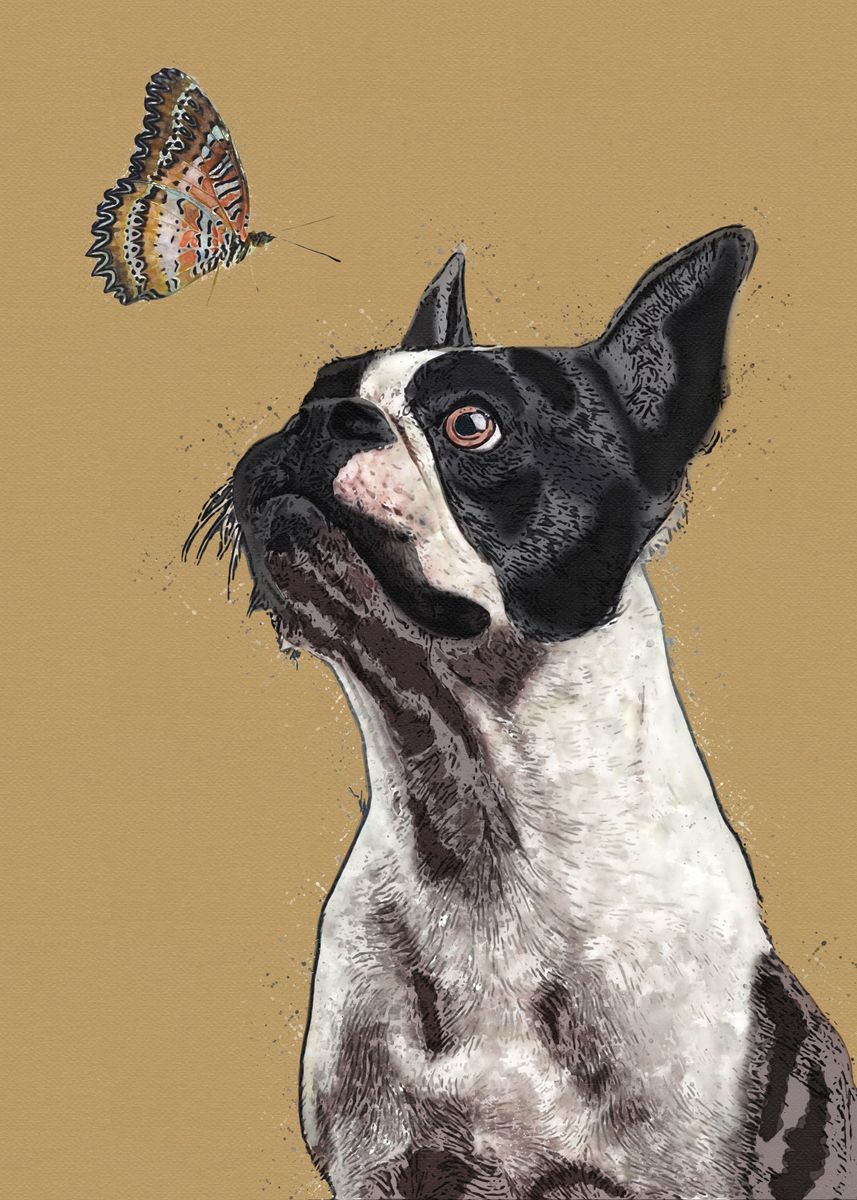 'Dog Butterfly Watercolor' Poster by Swan Dee | Displate
