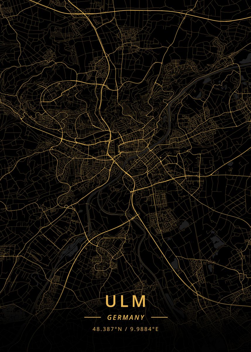'Ulm Germany' Poster, picture, metal print, paint by Designer Map Art ...