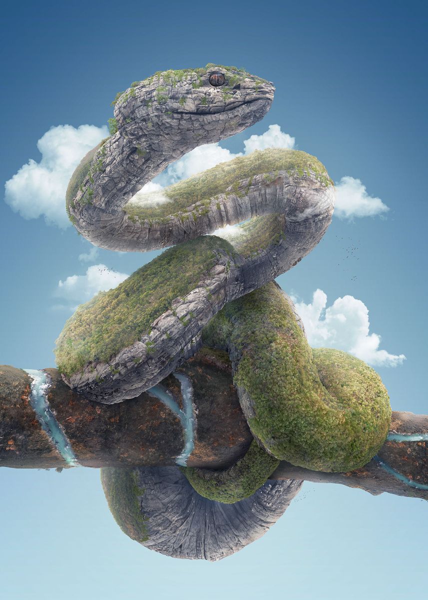 'Snake Fantasy' Poster, picture, metal print, paint by Abdullah Al ...