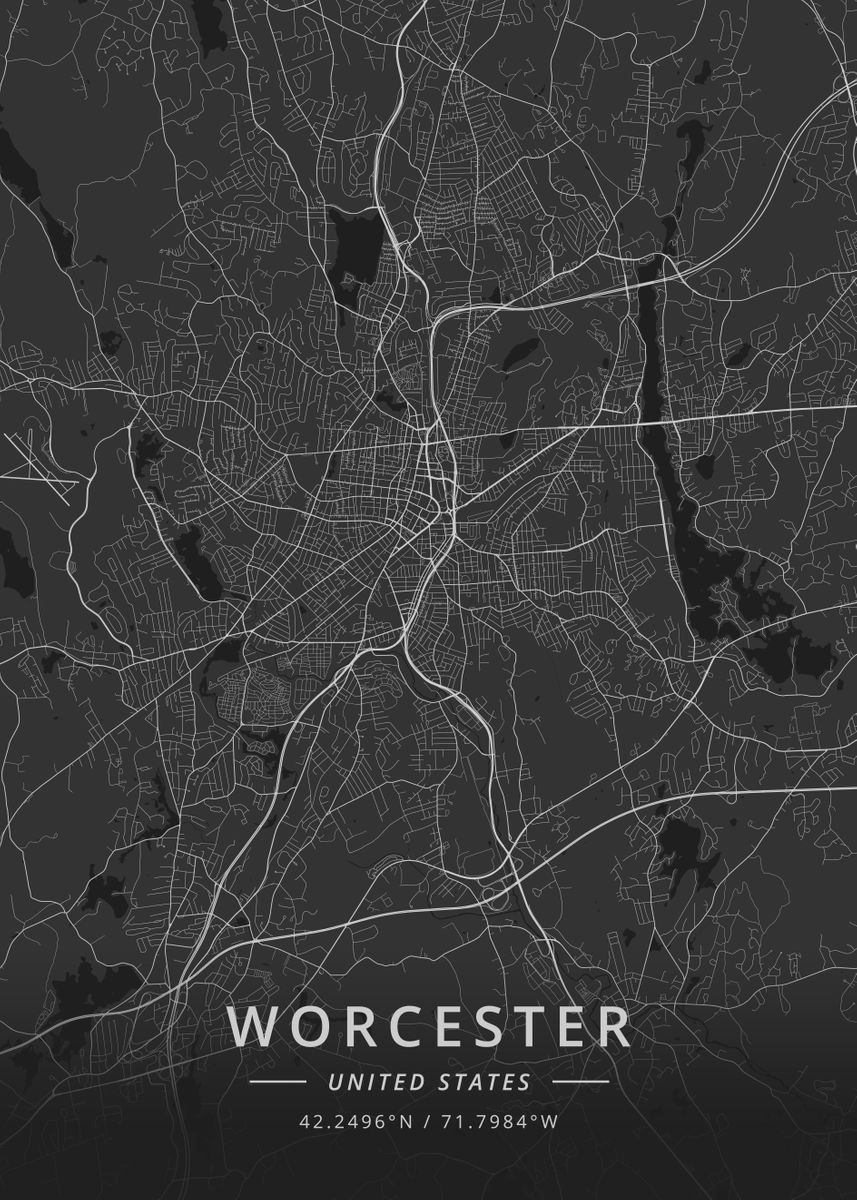 'Worcester United States' Poster, picture, metal print, paint by ...