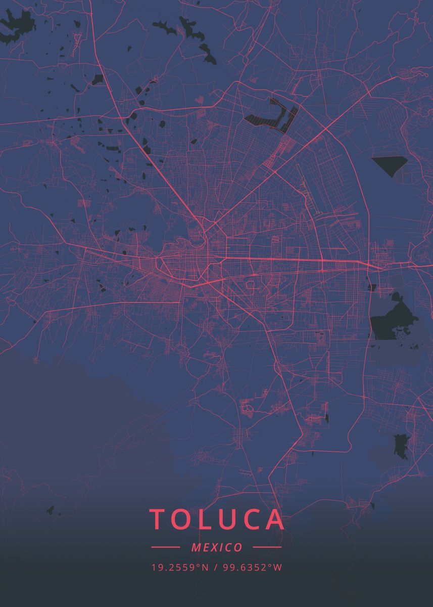 'Toluca Mexico' Poster by Designer Map Art | Displate