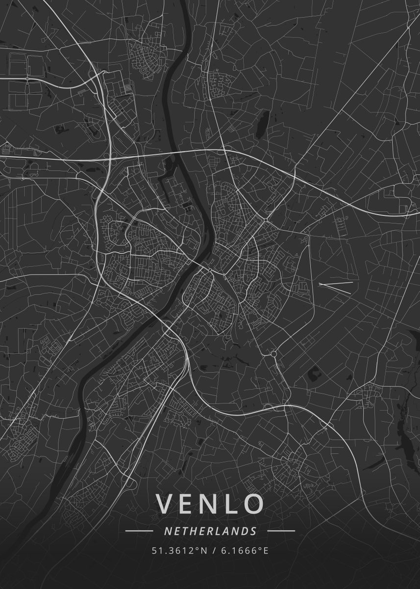 'Venlo Netherlands' Poster, picture, metal print, paint by Designer Map ...