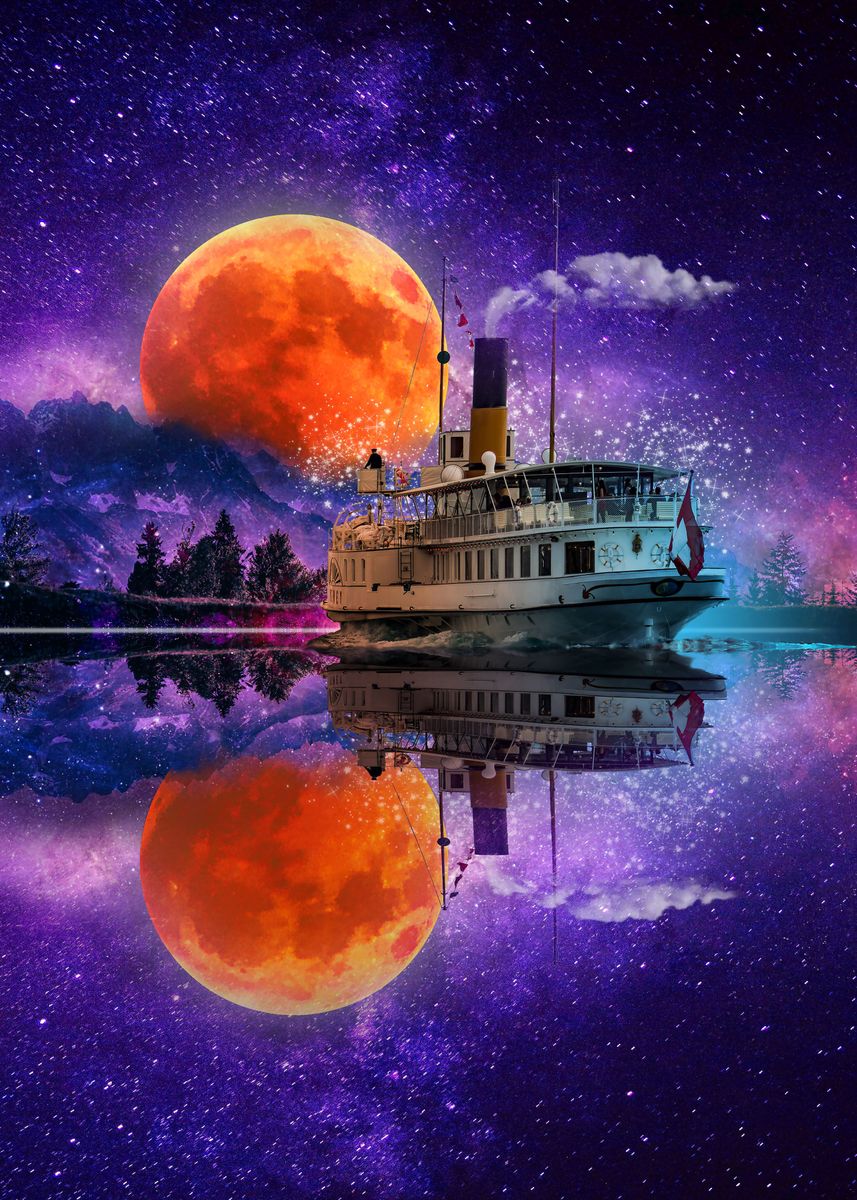 'River Boat fantasy 2' Poster, picture, metal print, paint by David ...