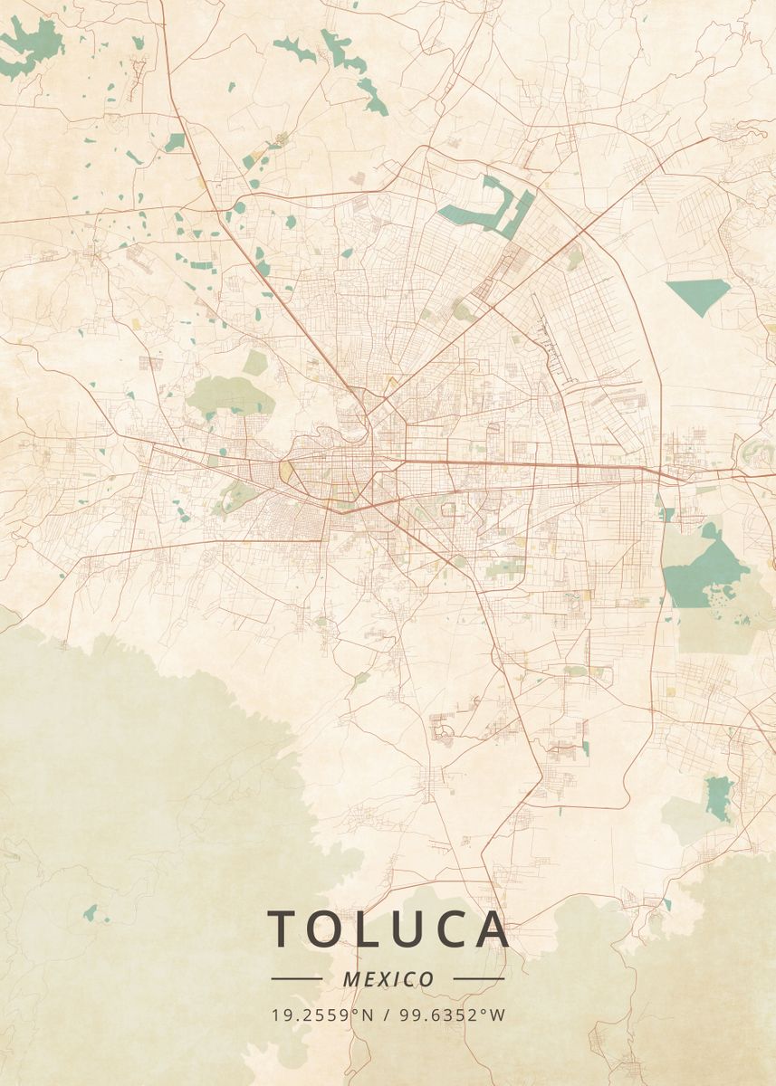 'Toluca Mexico' Poster by Designer Map Art | Displate
