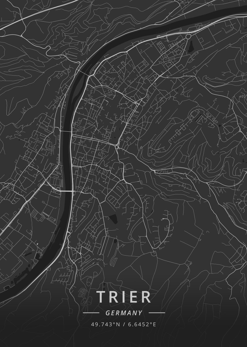 'Trier Germany' Poster, picture, metal print, paint by Designer Map Art ...