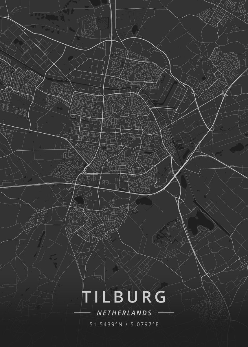 'Tilburg Netherlands' Poster by Designer Map Art | Displate