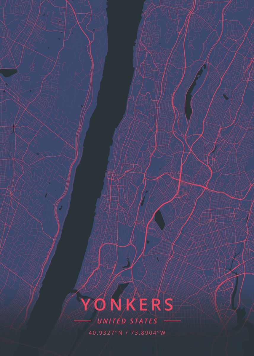 'Yonkers United States' Poster by Designer Map Art | Displate