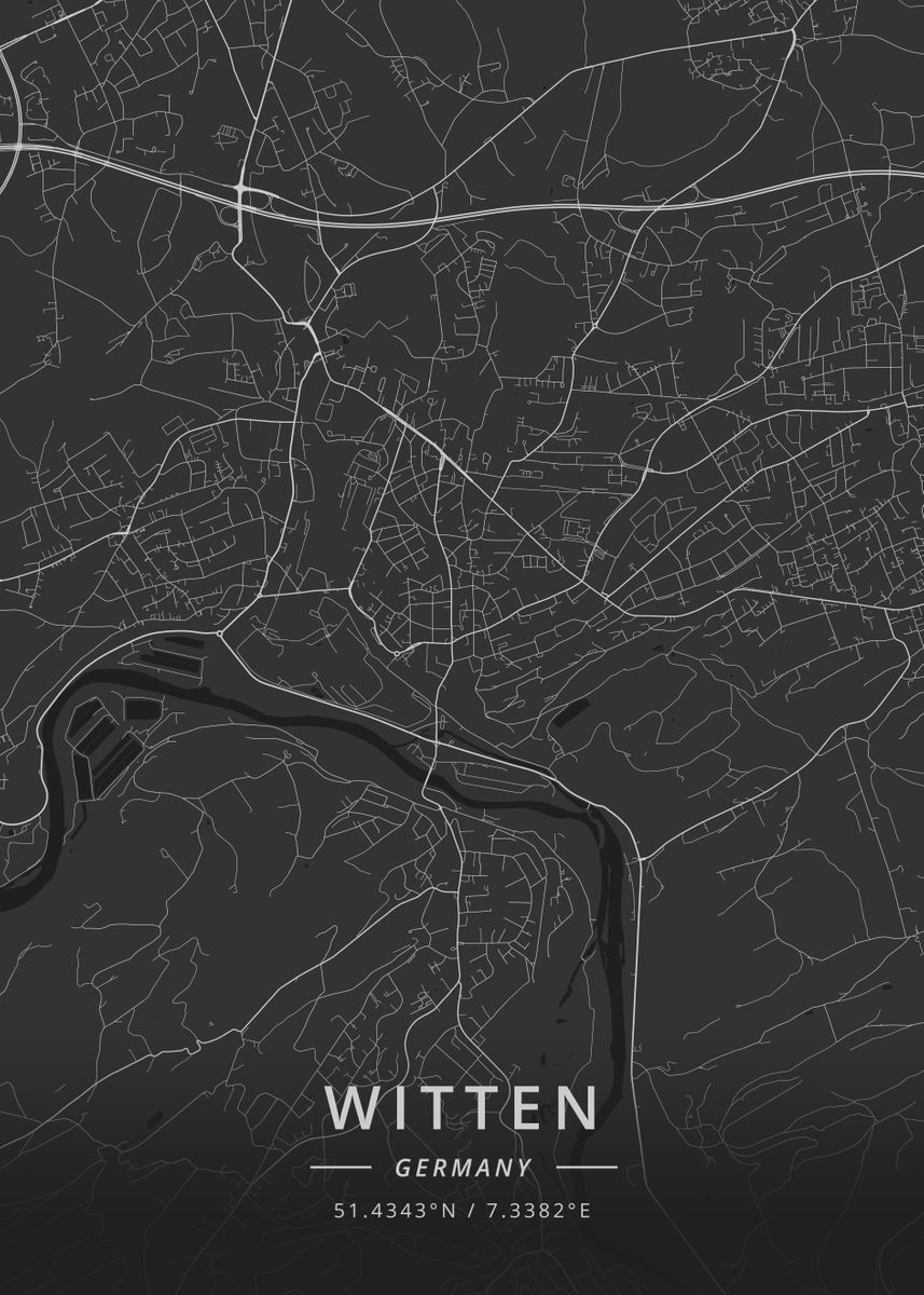 'Witten Germany' Poster, picture, metal print, paint by Designer Map ...