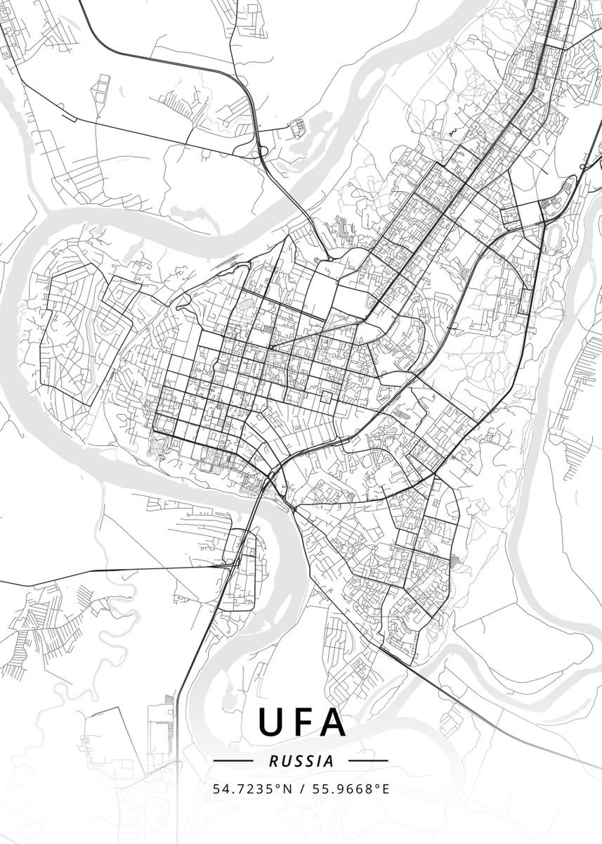 'Ufa Russia' Poster by Designer Map Art | Displate