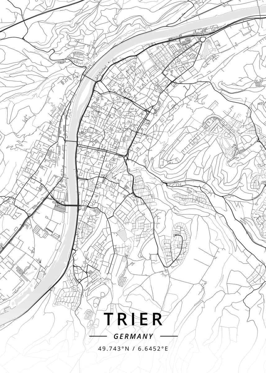 'Trier Germany' Poster, picture, metal print, paint by Designer Map Art ...