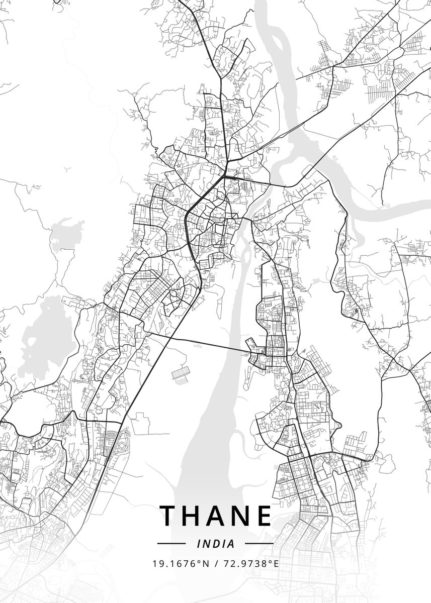 'Thane India' Poster, picture, metal print, paint by Designer Map Art ...