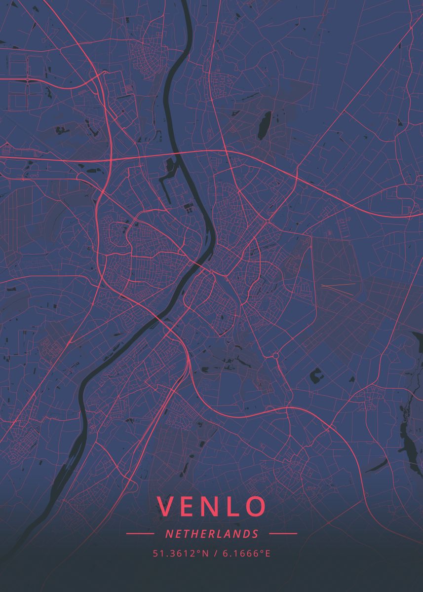 'Venlo Netherlands' Poster, picture, metal print, paint by Designer Map ...