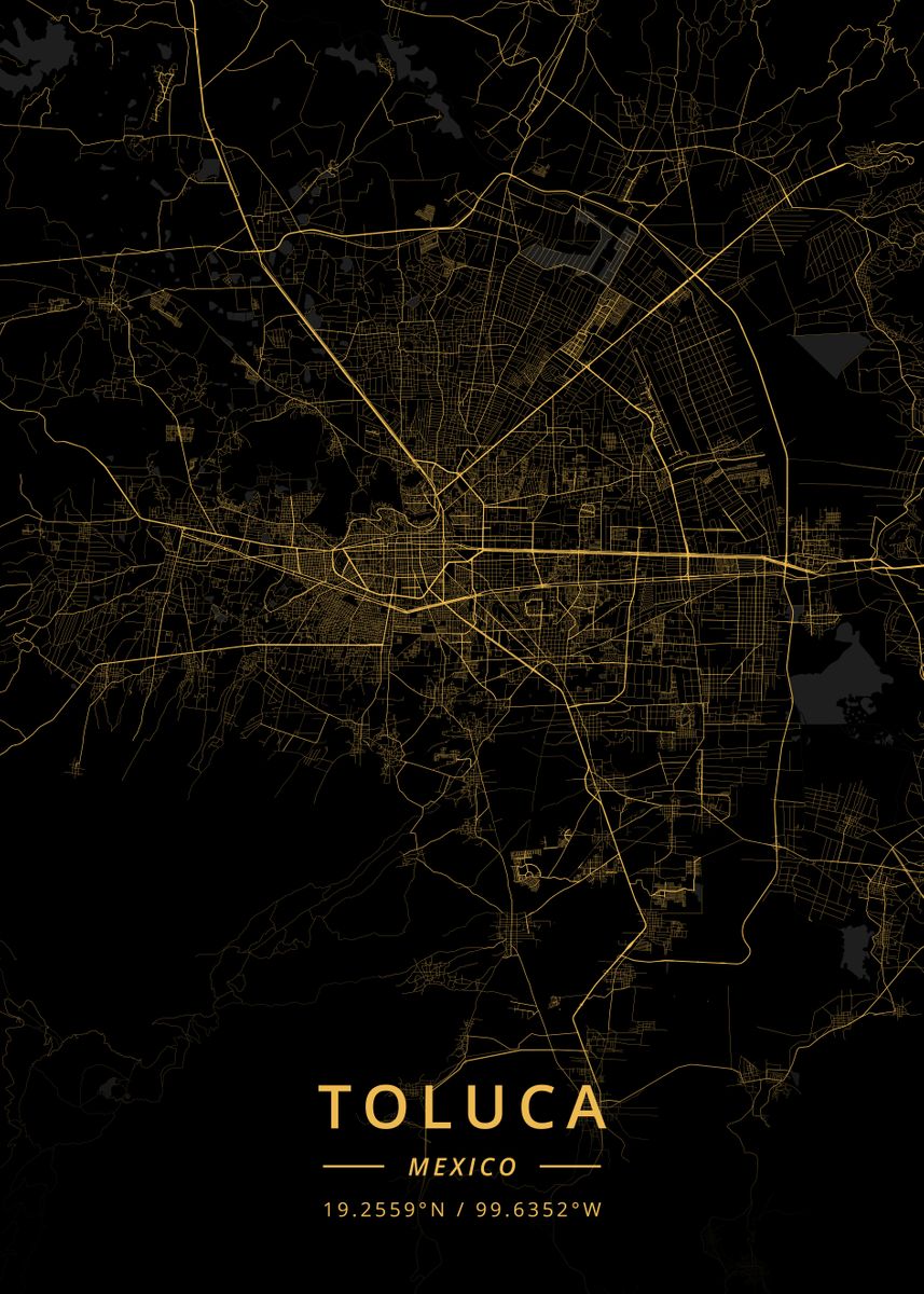 'Toluca Mexico' Poster by Designer Map Art | Displate