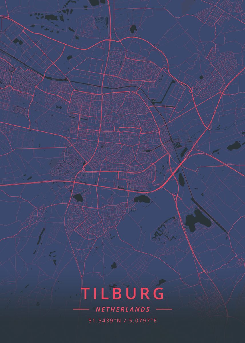 'Tilburg Netherlands' Poster by Designer Map Art | Displate