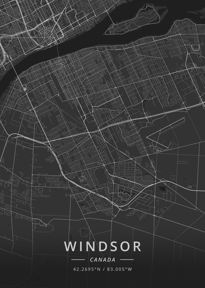 'Windsor Canada' Poster, picture, metal print, paint by Designer Map ...