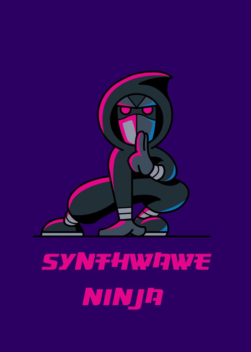 'Synthwave ninja robot' Poster, picture, metal print, paint by Cavi ...