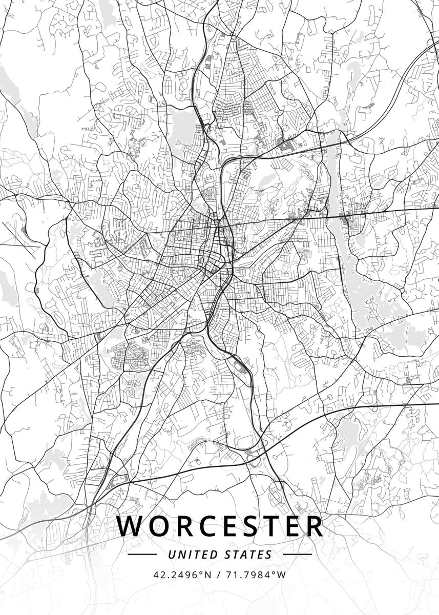 'Worcester United States' Poster, picture, metal print, paint by ...