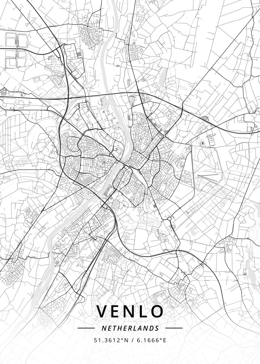 'Venlo Netherlands' Poster, picture, metal print, paint by Designer Map ...