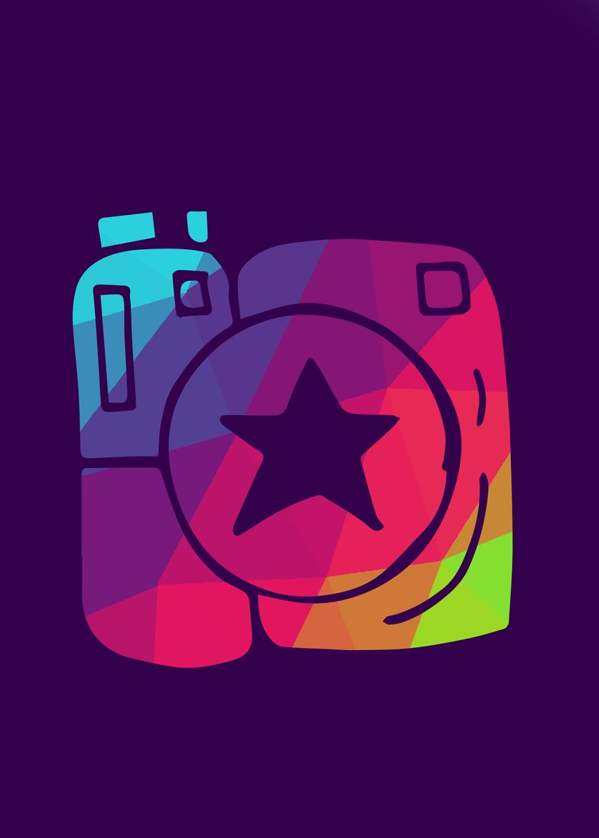 'Rainbow Polygon Camera 1' Poster, picture, metal print, paint by ...