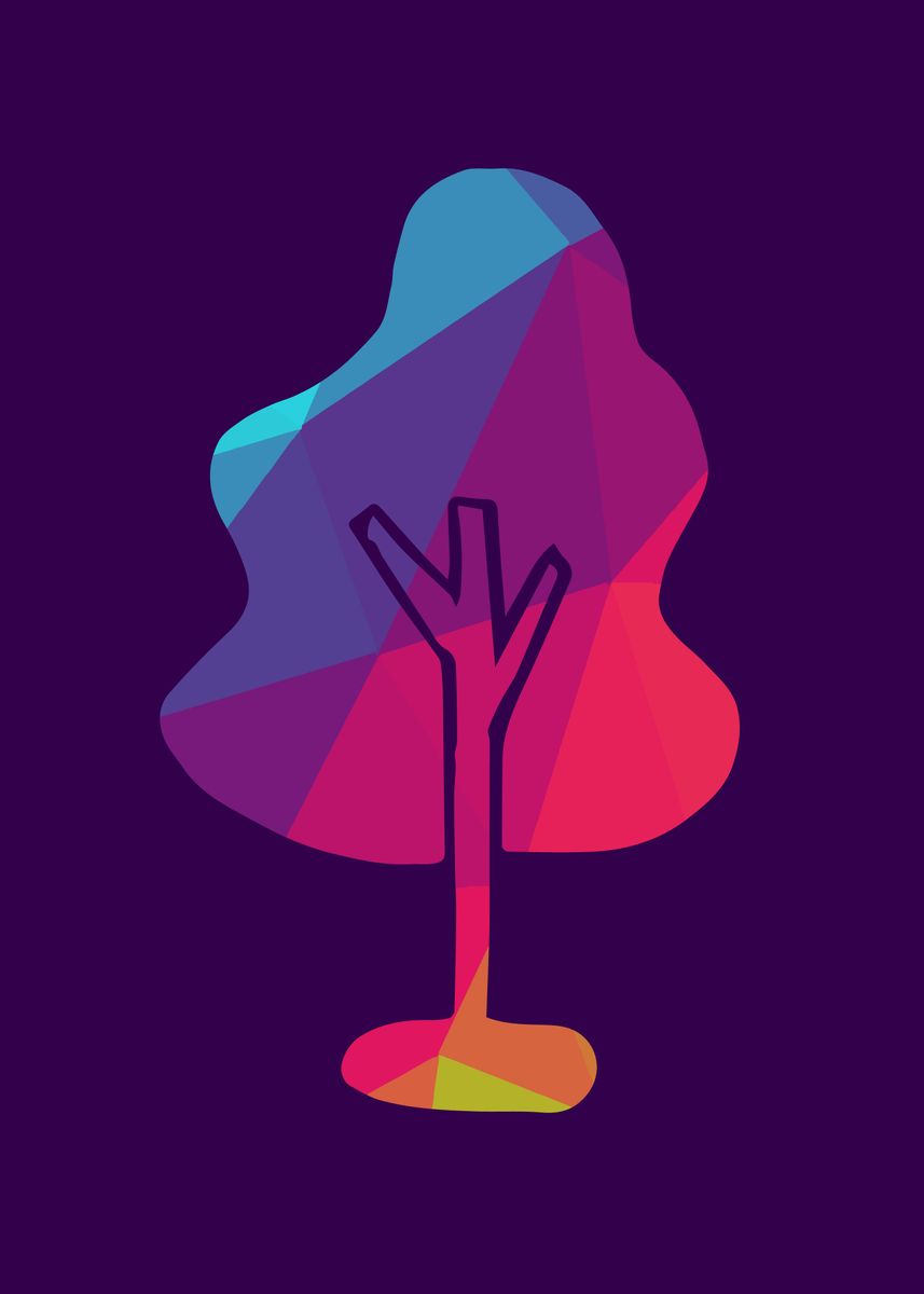 'Rainbow Polygon Trees 21' Poster, picture, metal print, paint by ...