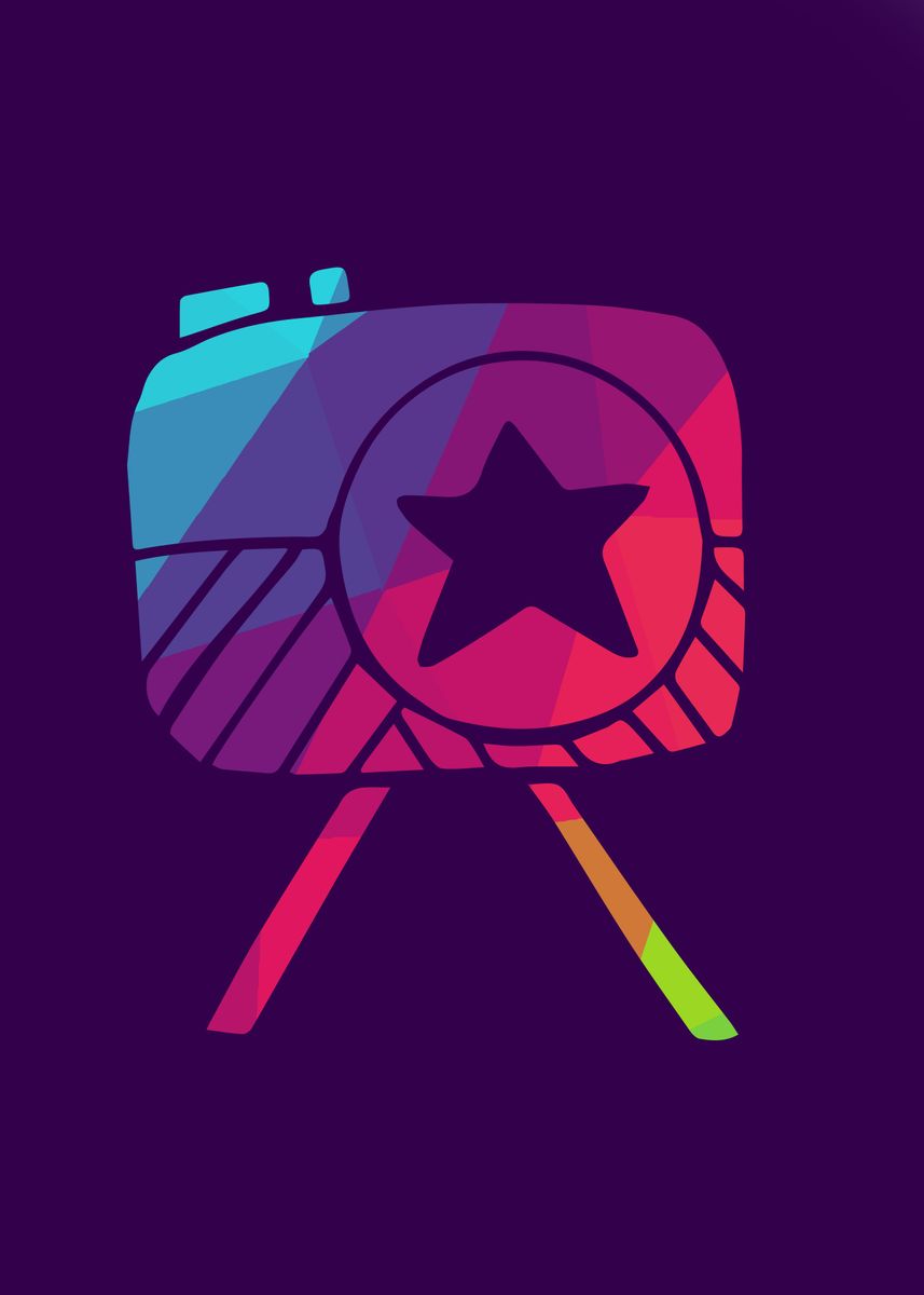 'Rainbow Polygon Camera 17' Poster, picture, metal print, paint by ...