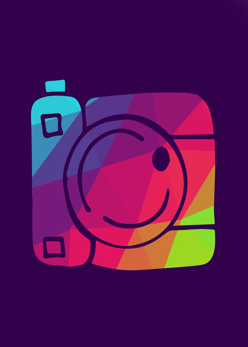 'Rainbow Polygon Camera 14' Poster, picture, metal print, paint by ...