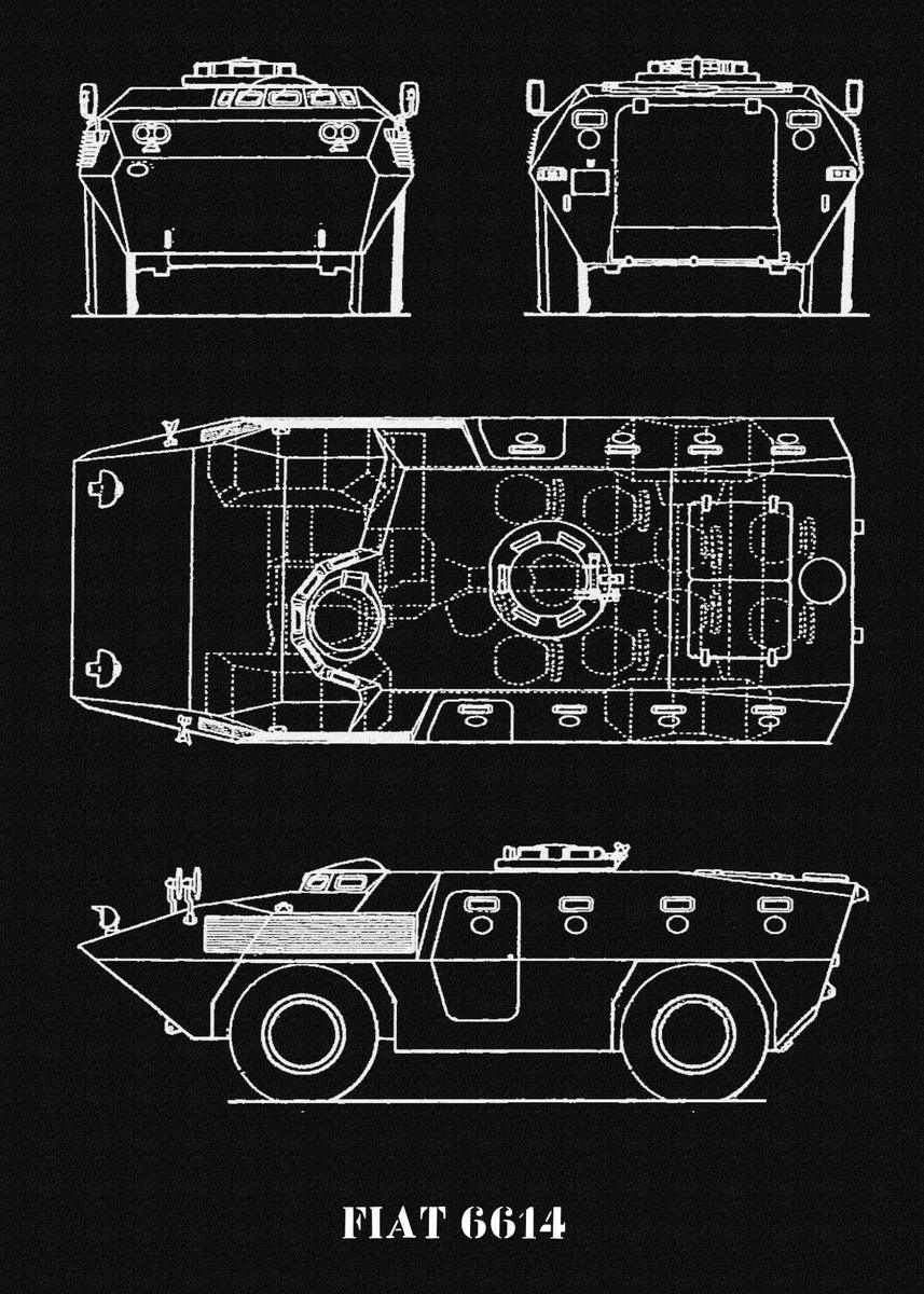 'FIAT 6614' Poster, picture, metal print, paint by Blueprint Expert ...