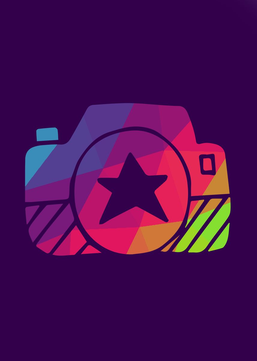 'Rainbow Polygon Camera 5' Poster, picture, metal print, paint by ...