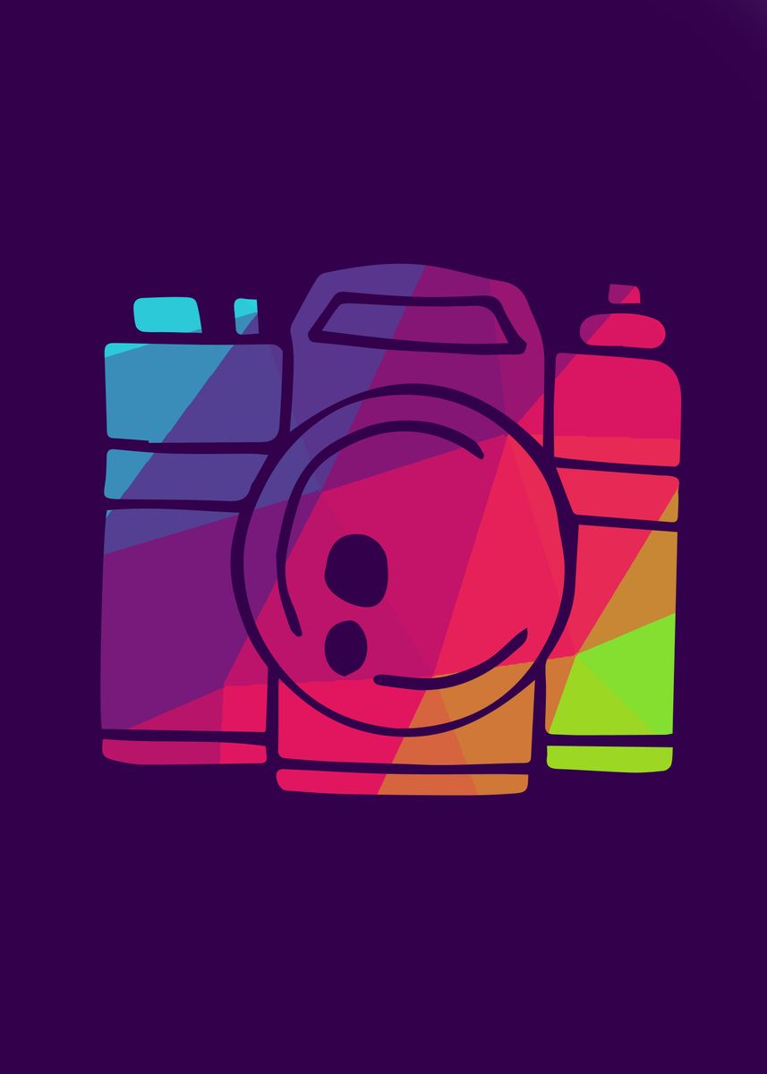 'Rainbow Polygon Camera 12' Poster, picture, metal print, paint by ...