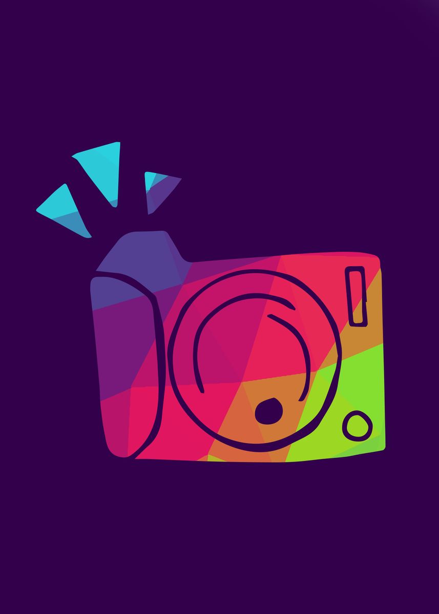 'Rainbow Polygon Camera 15' Poster, picture, metal print, paint by ...