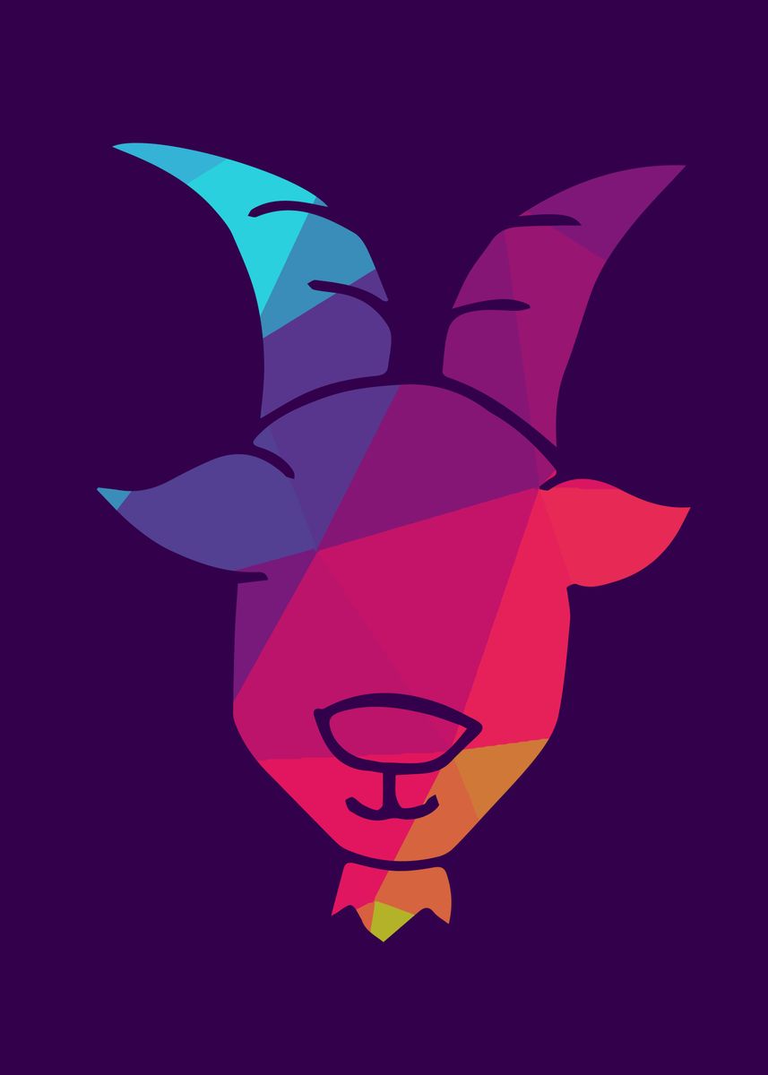 'Rainbow Goat Animal 8' Poster, picture, metal print, paint by Maricris ...