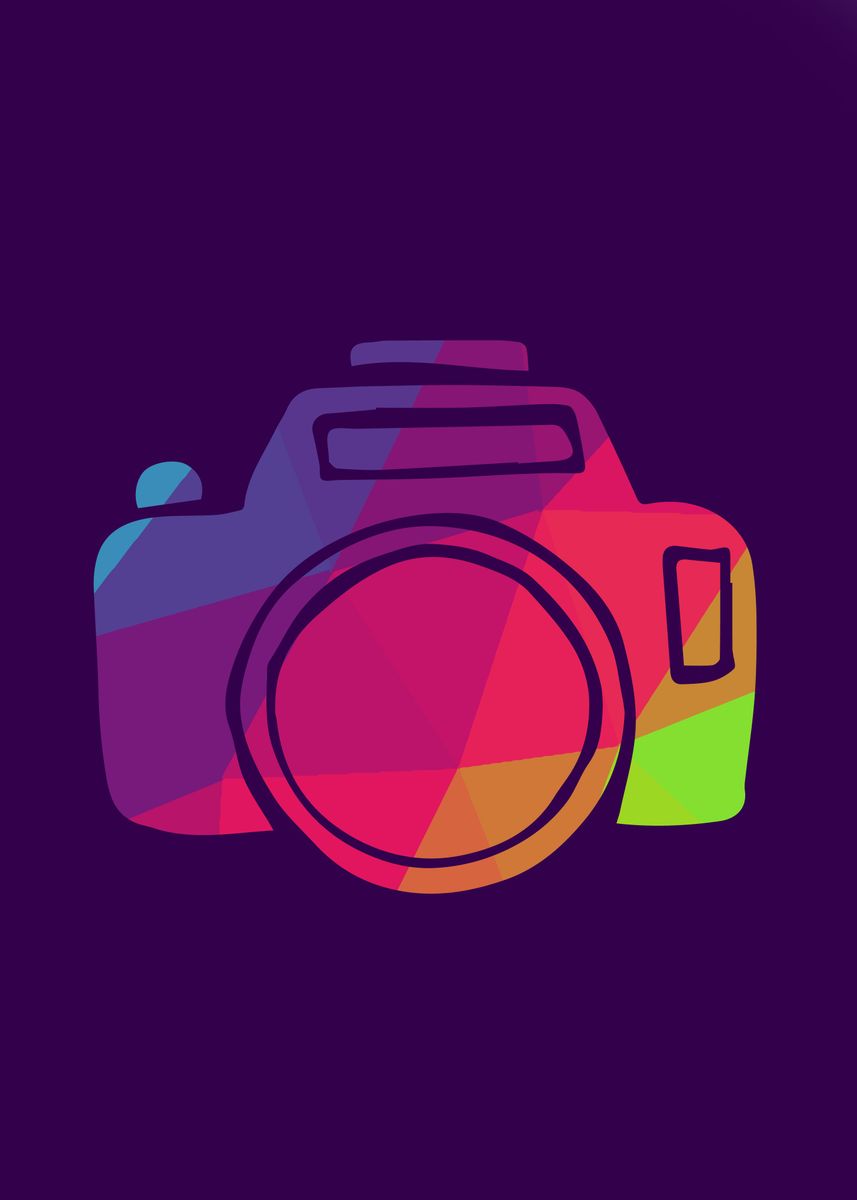 'Rainbow Polygon Camera 6' Poster, picture, metal print, paint by ...