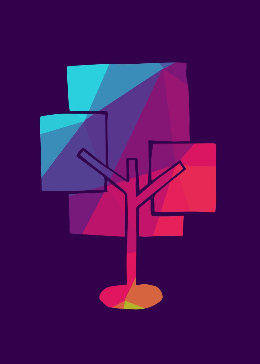 'Rainbow Polygon Trees 19' Poster, picture, metal print, paint by ...