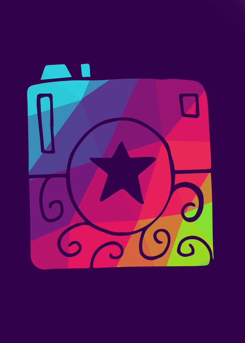 'Rainbow Polygon Camera 18' Poster, picture, metal print, paint by ...