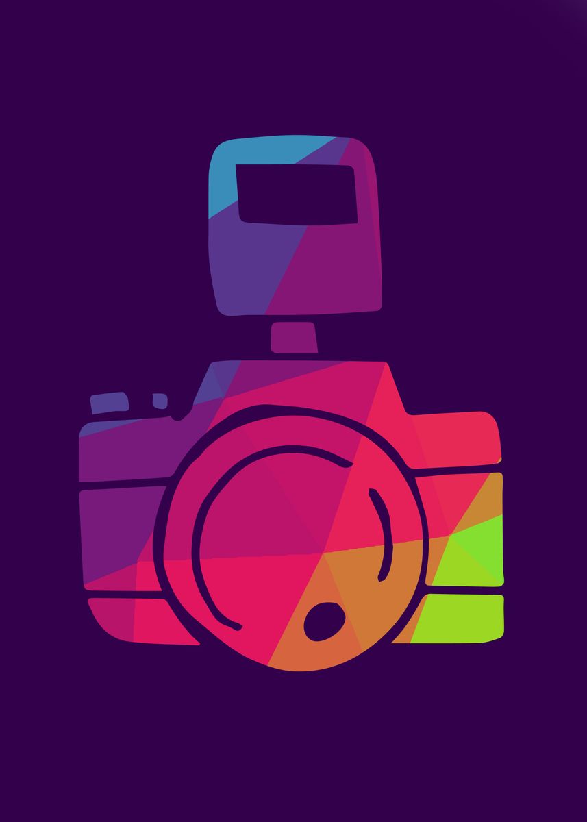 'Rainbow Polygon Camera 16' Poster, picture, metal print, paint by ...