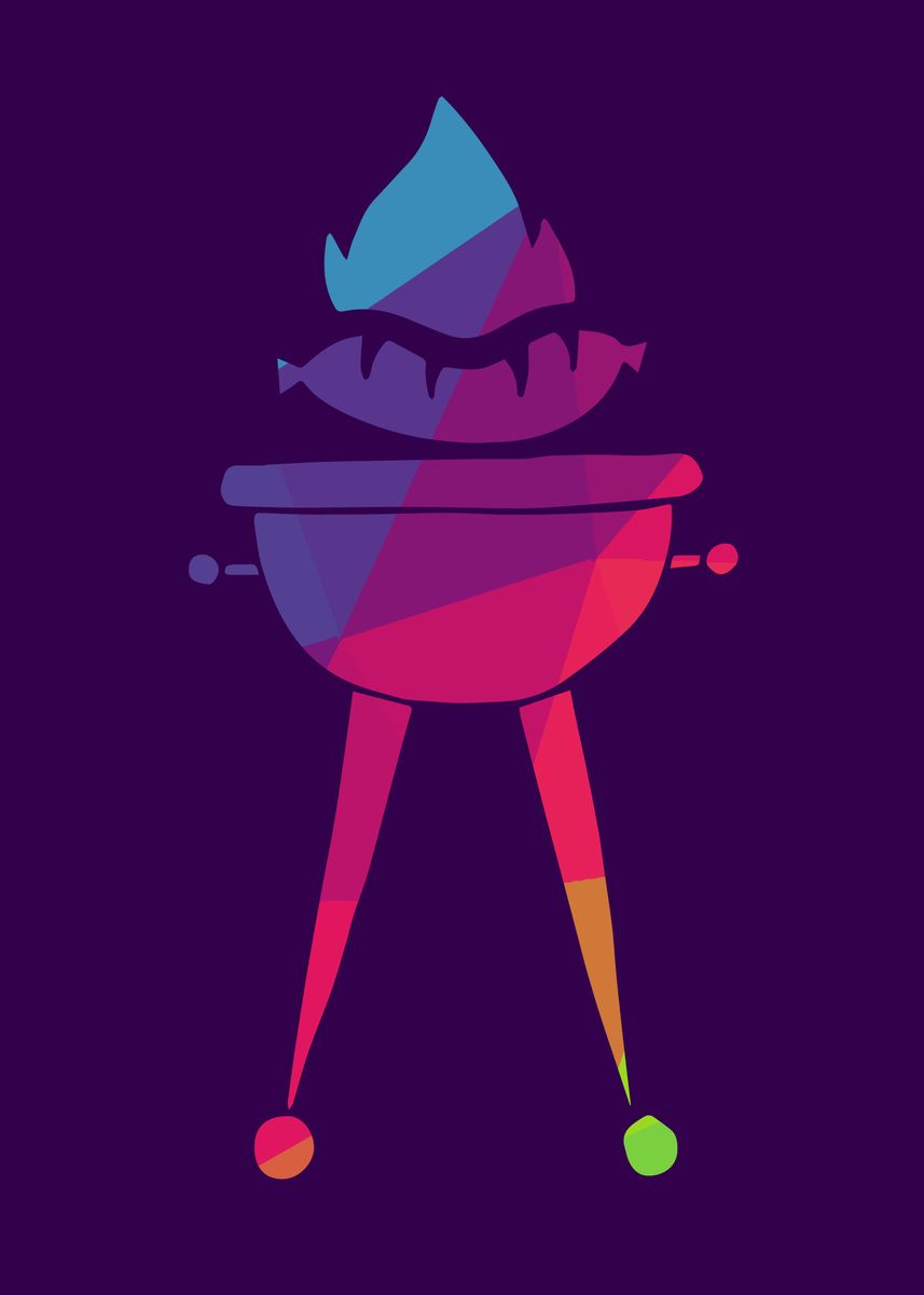 'Rainbow Polygon Barbecue 7' Poster, picture, metal print, paint by ...