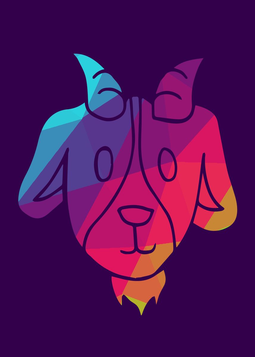 'Rainbow Goat Animal 5' Poster, picture, metal print, paint by Maricris ...