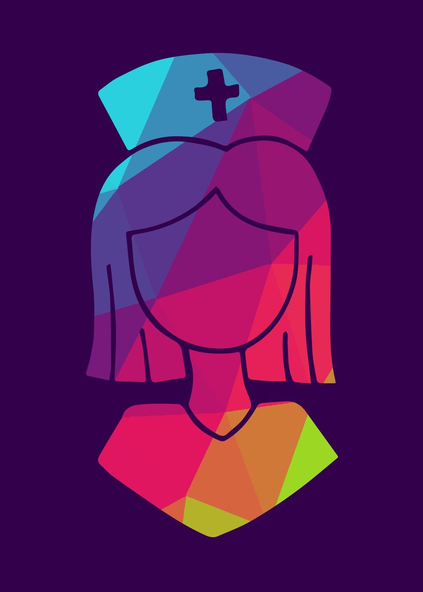 'Rainbow Polygon Nurse 8' Poster, picture, metal print, paint by ...