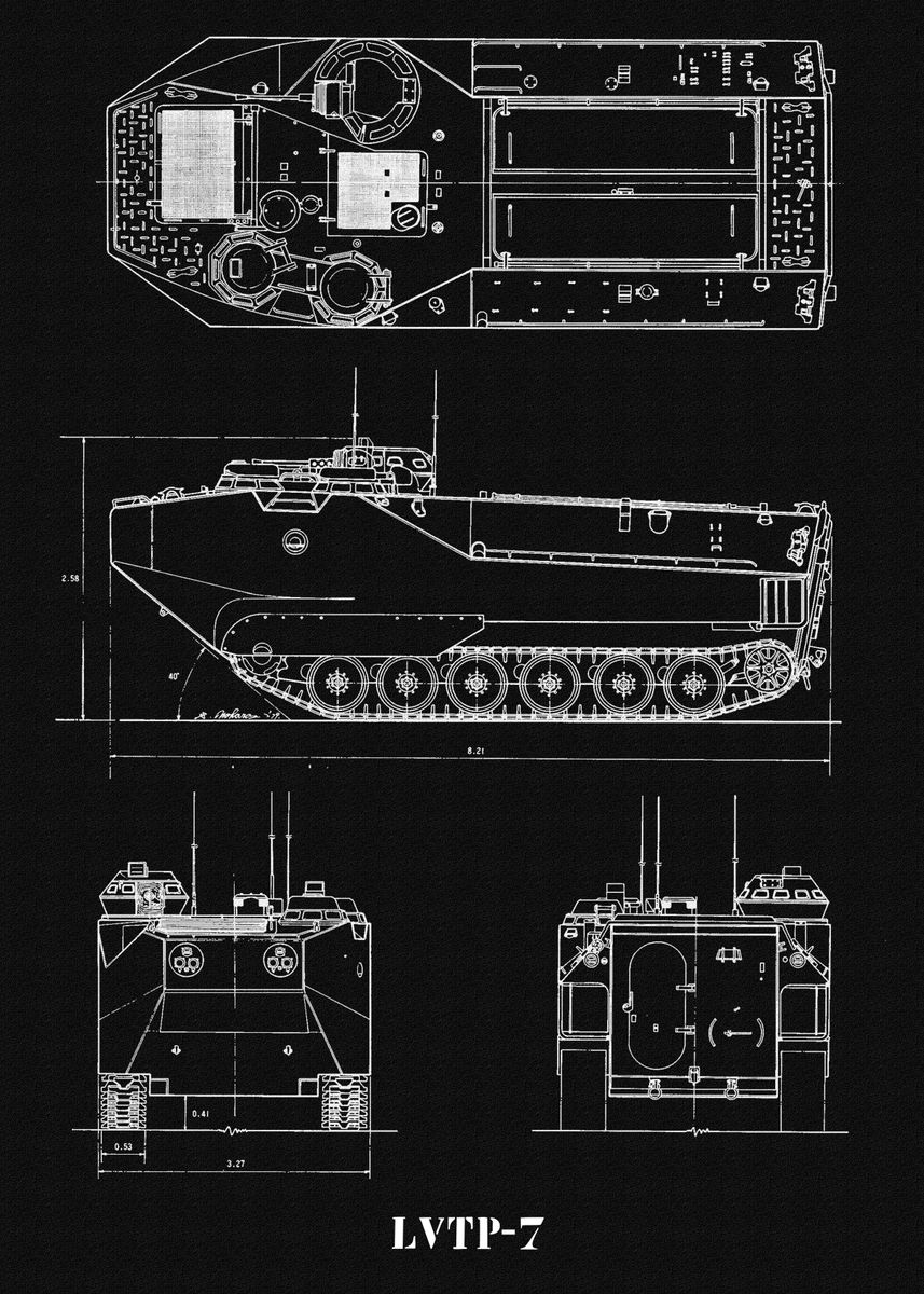 'LVTP 7' Poster, picture, metal print, paint by Blueprint Expert | Displate