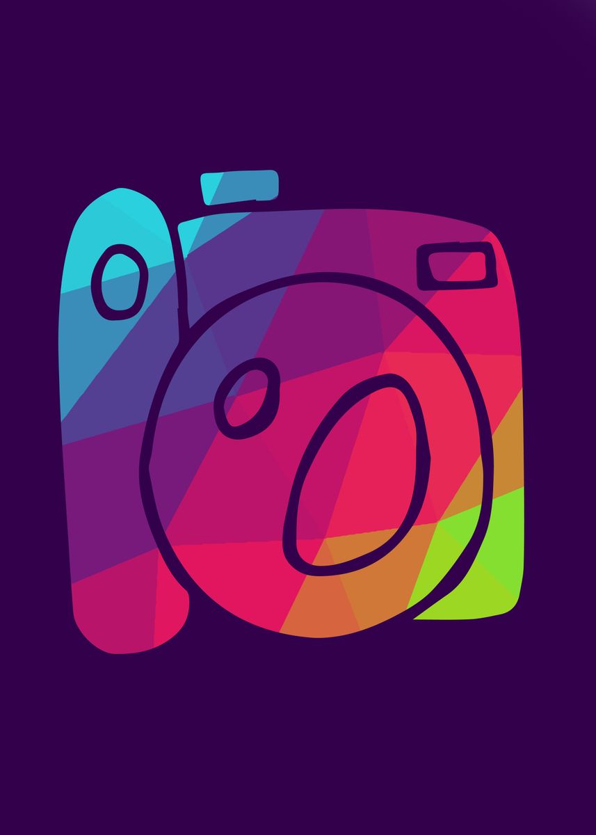 'Rainbow Polygon Camera 10' Poster, picture, metal print, paint by ...