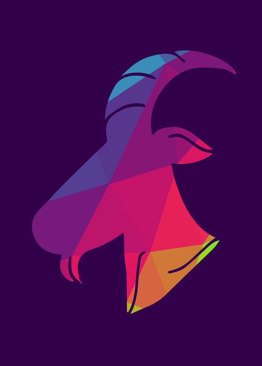 'Rainbow Goat Animal 9' Poster, picture, metal print, paint by Maricris ...