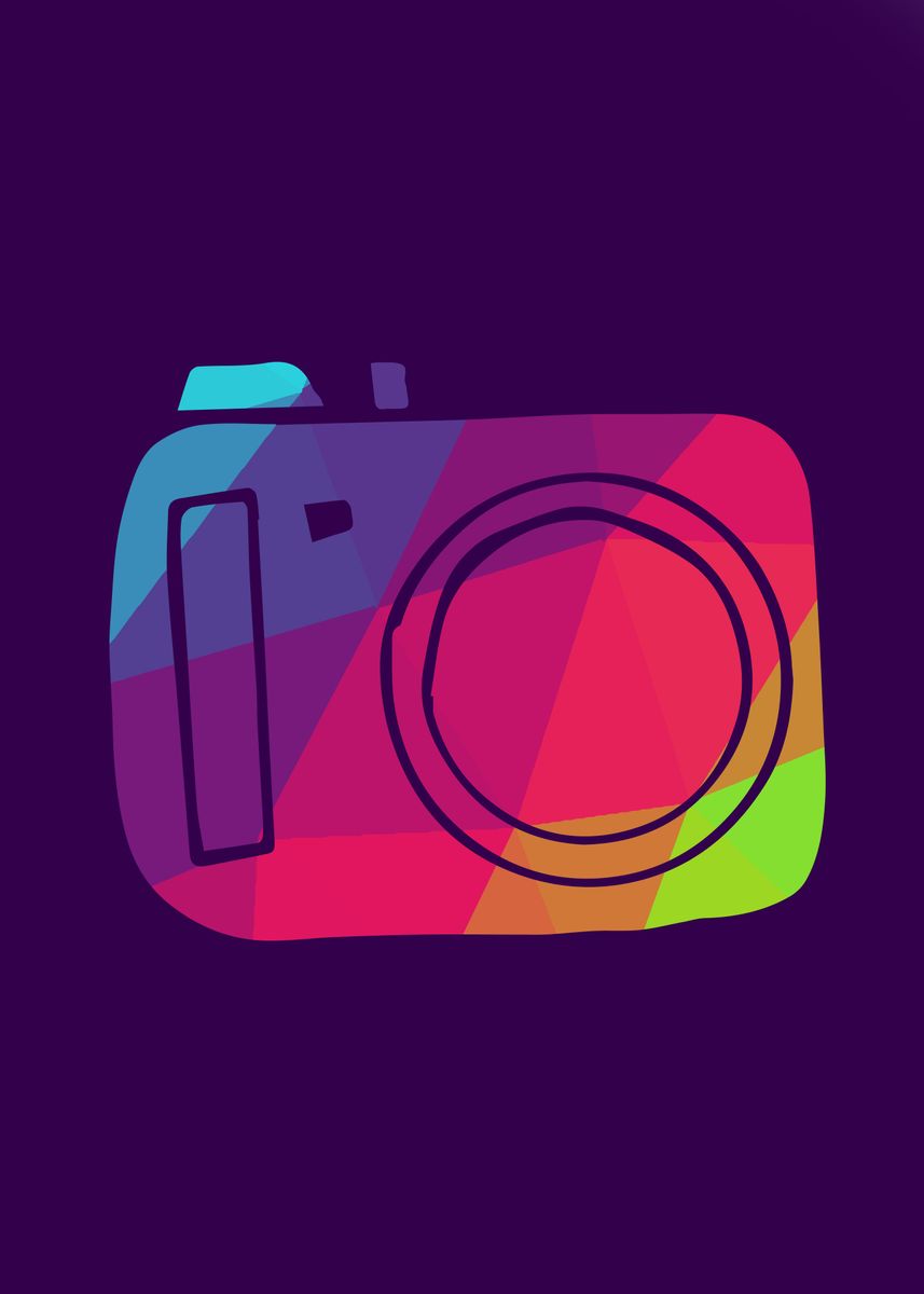 'Rainbow Polygon Camera 13' Poster, picture, metal print, paint by ...