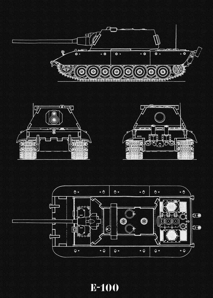 'E 100' Poster, picture, metal print, paint by Blueprint Expert | Displate