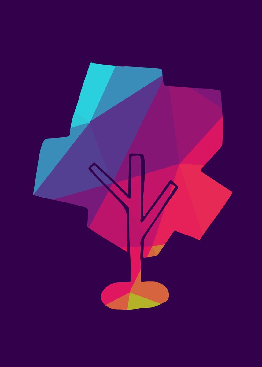 'Rainbow Polygon Trees 20' Poster, picture, metal print, paint by ...