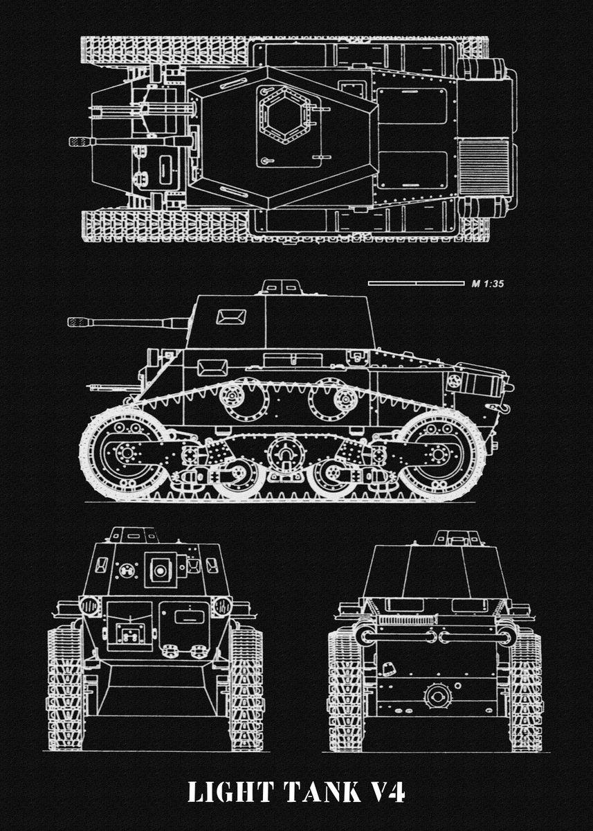 'LIGHT TANK V4' Poster, picture, metal print, paint by Blueprint Expert ...