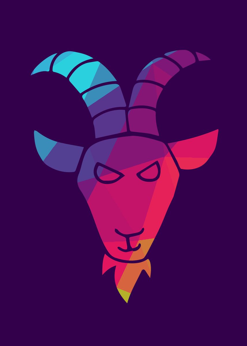 'Rainbow Goat Animal 11' Poster, picture, metal print, paint by ...